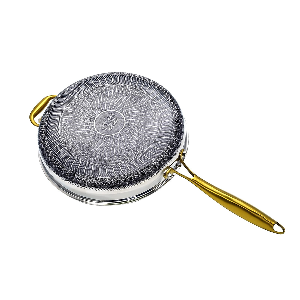 Cooksavor Hybrid Non Stick 12 inch Frying Pan with Lid, Stay-Cool Handle, PFOA-Free Cookware, Woks & Stir-fry Pans Nonstick, Dishwasher and Oven Safe