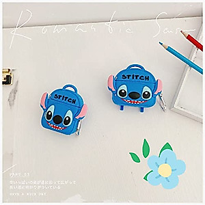 Cute Stitch Backpack Case for Airpod 3rd Generation, Soft Silicone Airpod 3 Charging Case with Lanyard Keychain Fashion Funny Cartoon Shoulder Bag Protective Design Skin for Girls Women Airpod 3 case