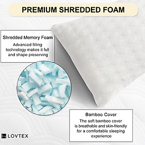LOVTEX Full Body Pillow for Adults - Shredded Memory Foam Body Pillows for Sleeping, 20"x54" Long Body Pillow for Side and Back Sleepers (White)