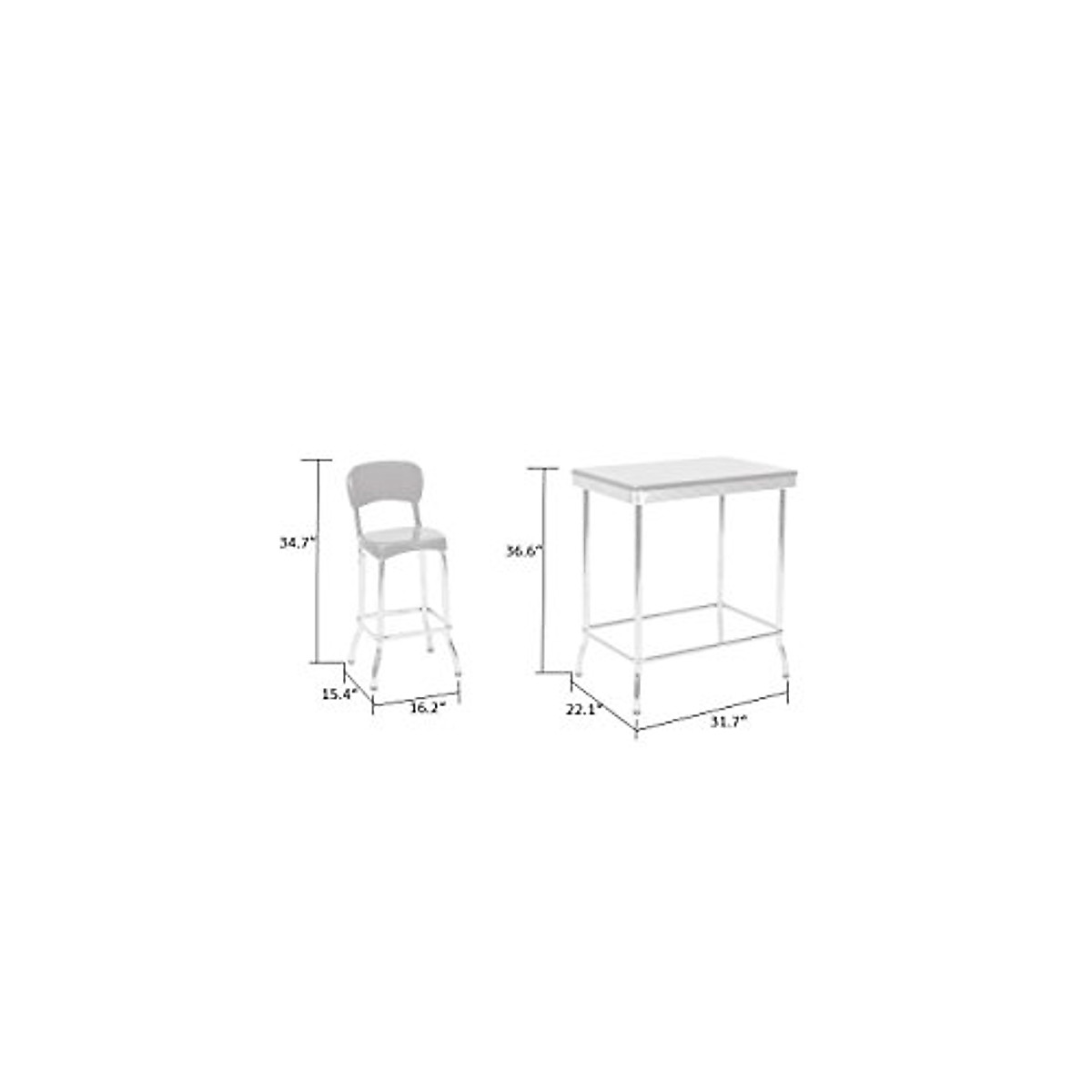 COSCO Stylaire 3 Piece High Top Set, Red & Chrome