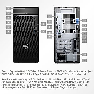 Dell OptiPlex 7000 Series 7090 Tower Business Desktop, Intel Core i7-11700, 32GB RAM, 1TB SSD, DVD-RW, Display Port, Wired Keyboard & Mouse, Wi-Fi, Windows 11 Pro