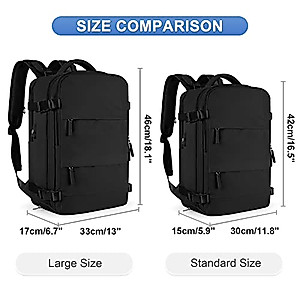 coofay Large Travel Backpack For Women Men Airline Approved Carry On Flight Luggage Waterproof Sports Casual Daypack Small For Hiking Black