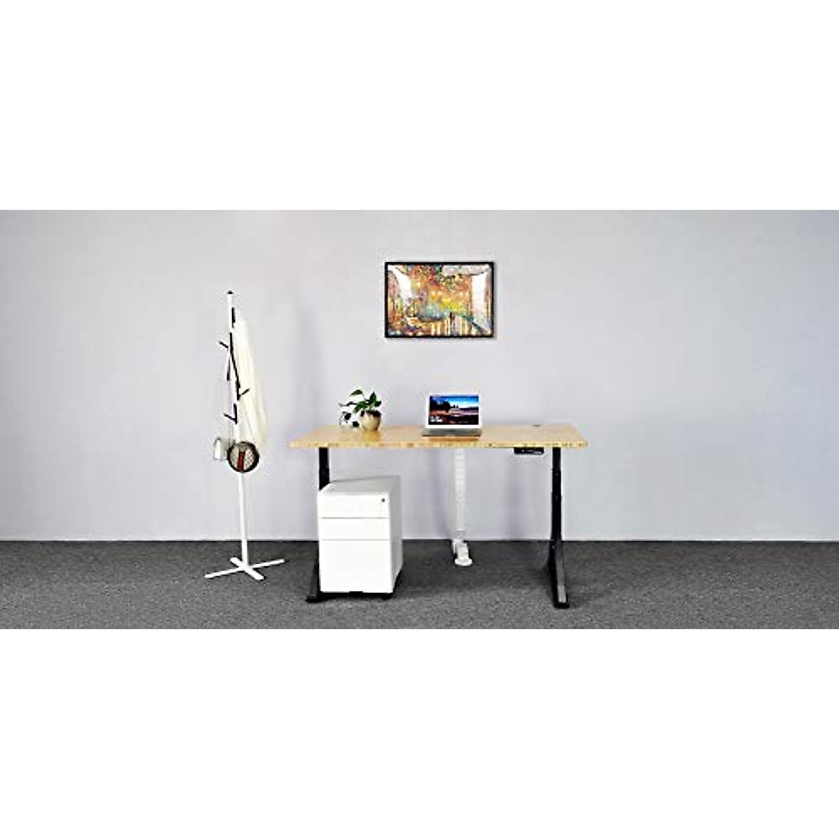 VWINDESK VJ205 Electric Height Adjustable Sitting Standing Desk Frame Sit Stand - Dual Motors 3 Stages Motorized Desk Base Only, Black