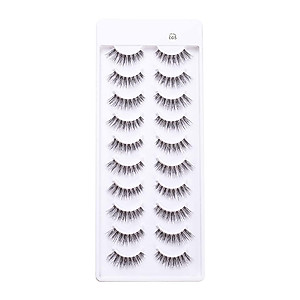 10 Pairs Natural False Lashes and White Glue