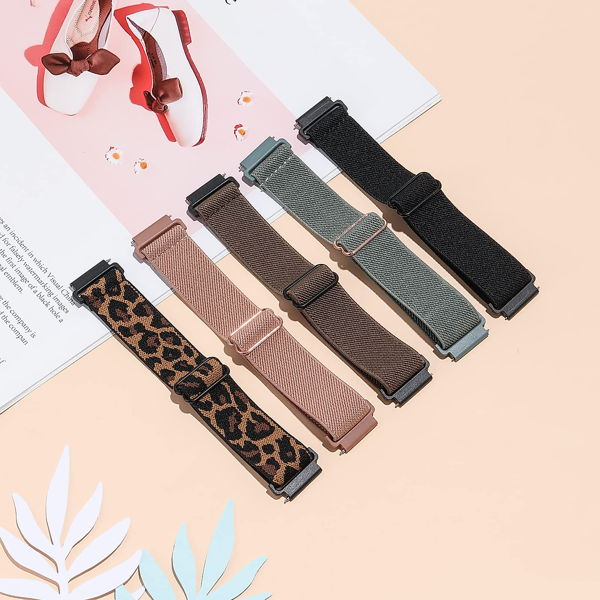 AHXLL 2PACK Nylon Bands Compatible with Samsung Galaxy Watch 7/6/5/4 44mm 40mm/Galaxy Watch FE/Watch 6 4 Classic 42mm 46mm 43mm 47mm/ Watch 5 Pro 45mm/Active 2,20mm Stretchy Sport Band