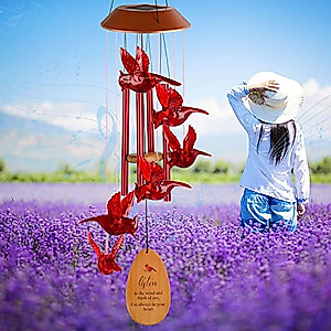 Solar Garden Light Energy-Saving Cardinal Wind Chimes for Mom Christmas Garden Gift Women Birthday Gift , Memorial Wind Chimes for Grandma Xmas Solar Cardinal Lights Outdoor