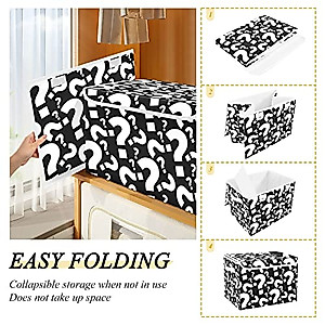 Kigai Question Mark Pattern Lidded Home Storage Bins, Foldable Storage Basket with Double Handle, Flip-Top Storage Box for Toys Clothes Documents