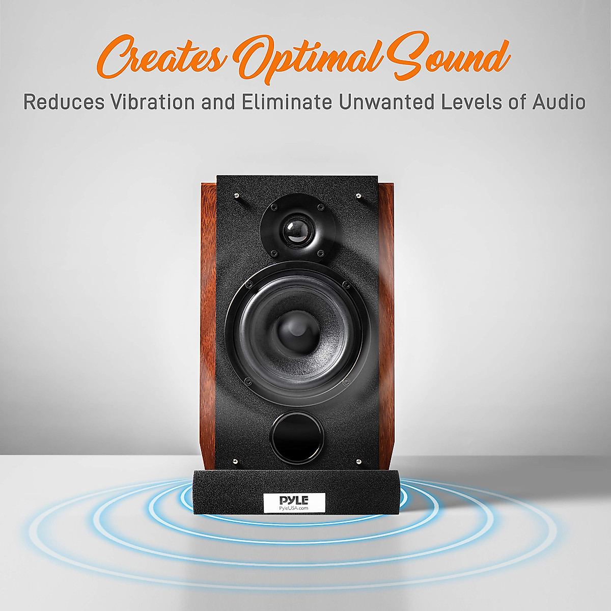 Pyle Sound Dampening Riser Foam-Audio Acoustic Noise Isolation Platform Recoil Stabilizer w/Rubber Base Pad for Studio Monitor, Subwoofer, Loud Speakers, Sold in 2 Pairs PSI03X2, Black, 4 Pack