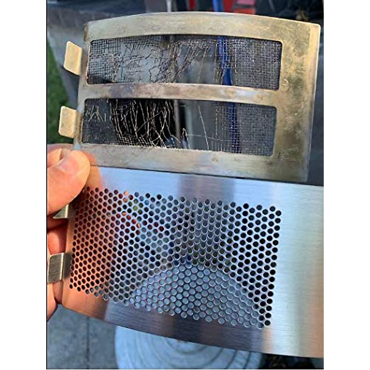 Draft Door Screen Kit Replacement Parts For Large and Medium Big Green Egg,Big Green Egg Accessories,Green Egg Chimney Door With Upgrade Punched Mesh Screen,Stainless Steel(Draft Door Kit for M&L BGE)