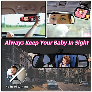 Kewucn Baby Car Mirror, Shatterproof Automotive Interior Rearview Baby Observation Mirror, Adjustable Child Safety Seat Rear View Mirror, Universal Accessories for Most Cars