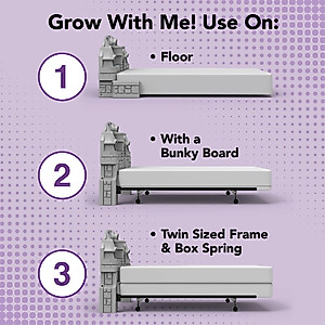 Simplay3 Imagination Castle Headboard, Twin Size Plastic Castle Bed headboard for Toddlers, Kids and Girls with Princess Toy Play Storage Area, Gray & Pink, Made in USA