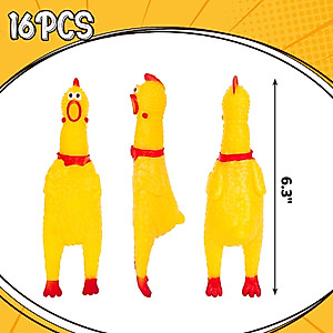 AMOR PRESENT 16PCS Squeaky Rubber Chicken, Screaming Rubber Chickens Toys for Kids Party Favors Prank Toys Dog Toys Noise Maker