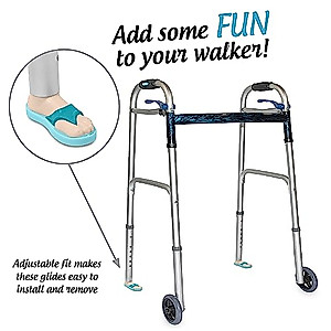 New Beach Sandal Walker Ski Glides for 1" Walker Tubes - 1 Pair (Turquoise)