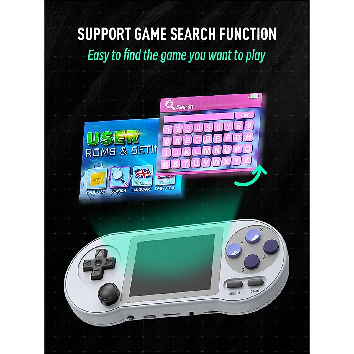 Handheld Game Console, Built in 6000+ Games, 3.0 Inch IPS Screen Retro Handheld Game Console, SF2000 Handheld Console Support 7 Emulators & AV Output, Ideal Gift for Kids Adults