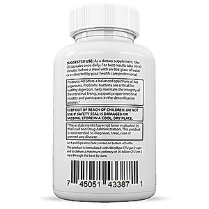 Justified Laboratories Fungus Clear Max Pills 40 Billion CFU Probiotic 60 Capsules