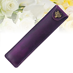 NUOBESTY Leather Pen Pouch Single Pen Case Holder Fountain Pen Pouch Soft Pen Sleeve Cover Durable Pen Case Desk Supplies (Purple)