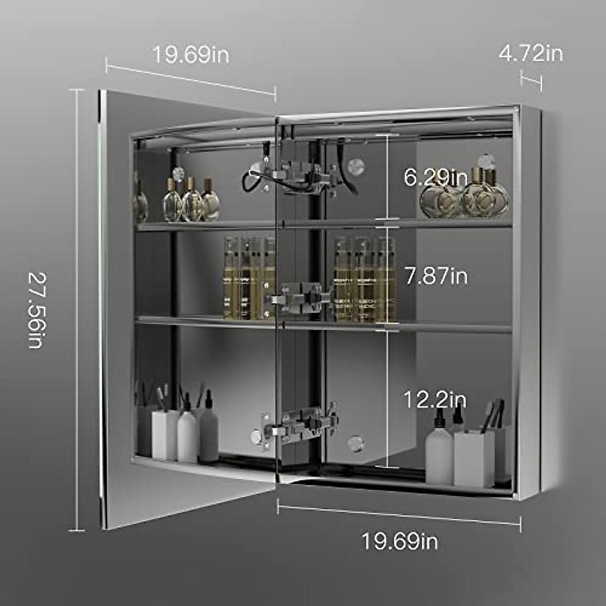 Seenvlog Bathroom Medicine Cabinet with Lights, LED Mirror Medicine Cabinet, Defogger, Dimmer, Memory Function, 20" x 28" Lighted Medicine Cabinet, Surface Mount