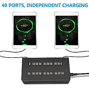 40 Ports USB Charging Station with Intelligent Protection,Multi Port USB Charger Wall Adapter with Power Cable for iPhone, iPad, Samsung…