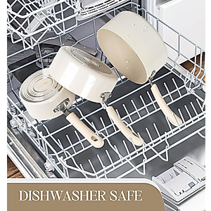 MICHELANGELO Sauce Pan With Lid, 3QT Ceramic Saucepans, Nonstick Saucepan, PFAS-FREE Pot, Small Pots For Cooking, Multipurpose Cooking Pots, White