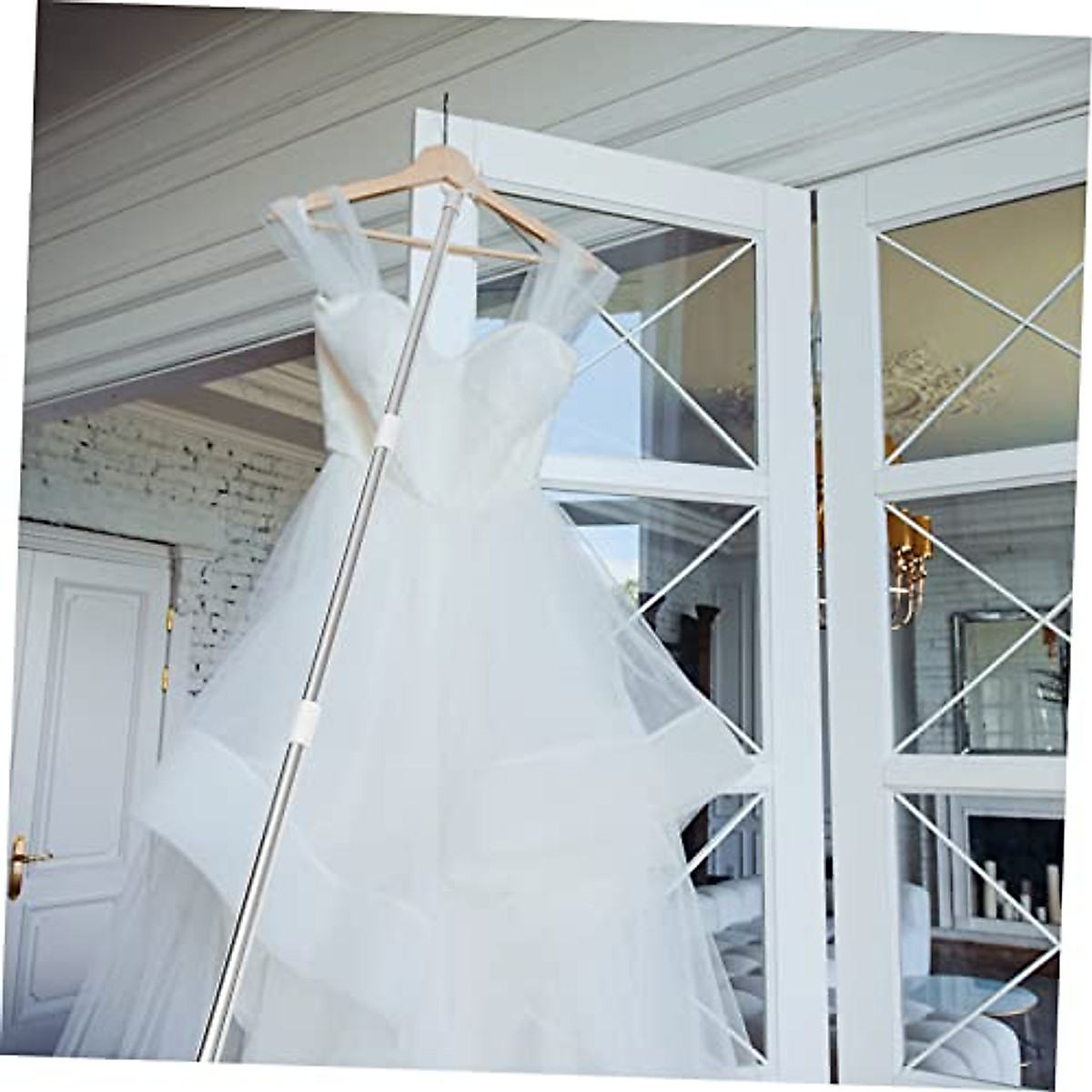 BUGUUYO Stitching Clothes Rail Coat Hooks Heavy Duty Retractable Clothesline Heavy Duty Light Stand Closet Hooks Clothesline Prop Pole Heavy Duty Hangers Splicing Clothing Pole Metal Guide