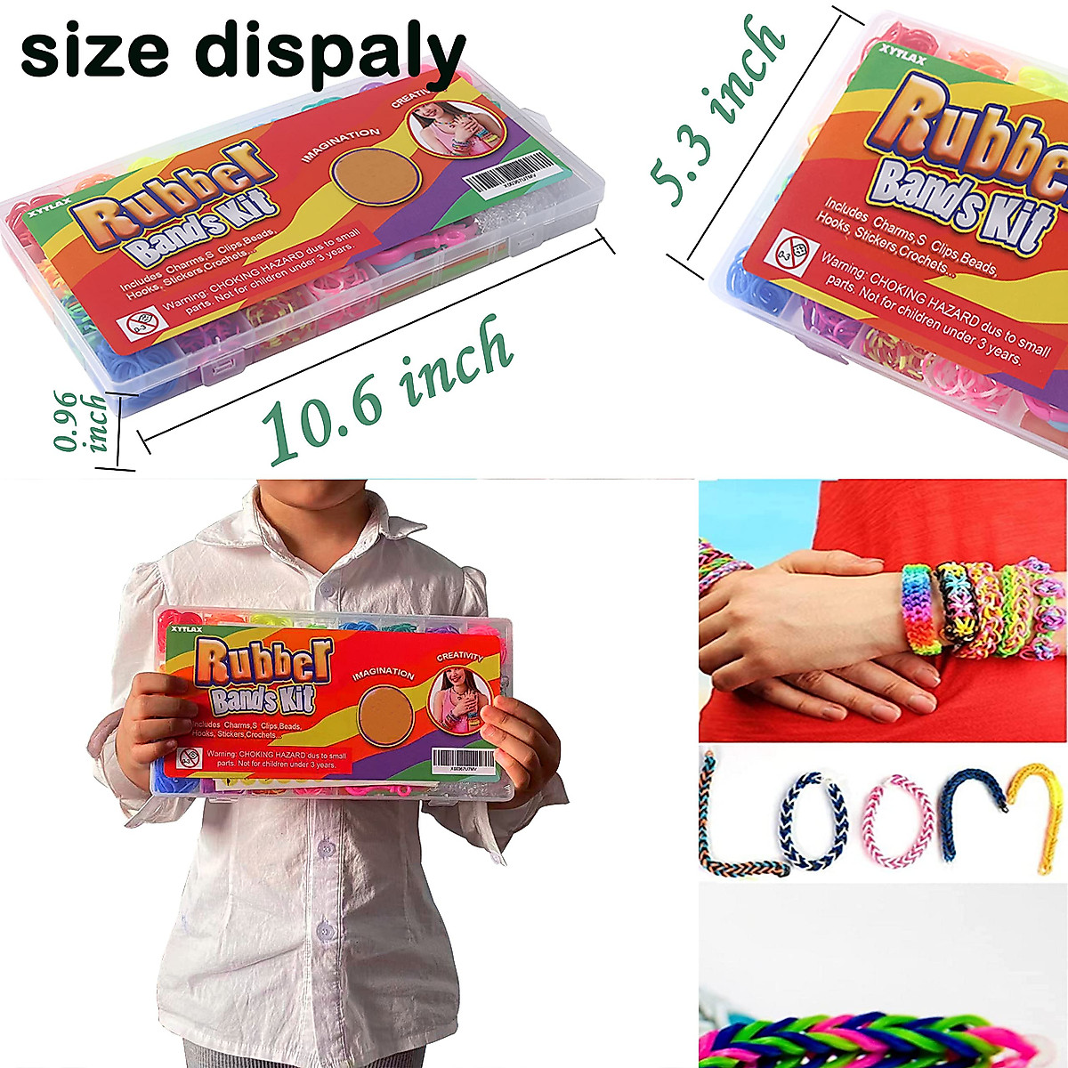 XYTLAX Rubber Band Bracelet Kit, Loom Making Kit for Girl, Loom Bands Refill Kits for Children Boy Girls Gift DIY Friendship Bracelets- Christmas Holiday Gifts