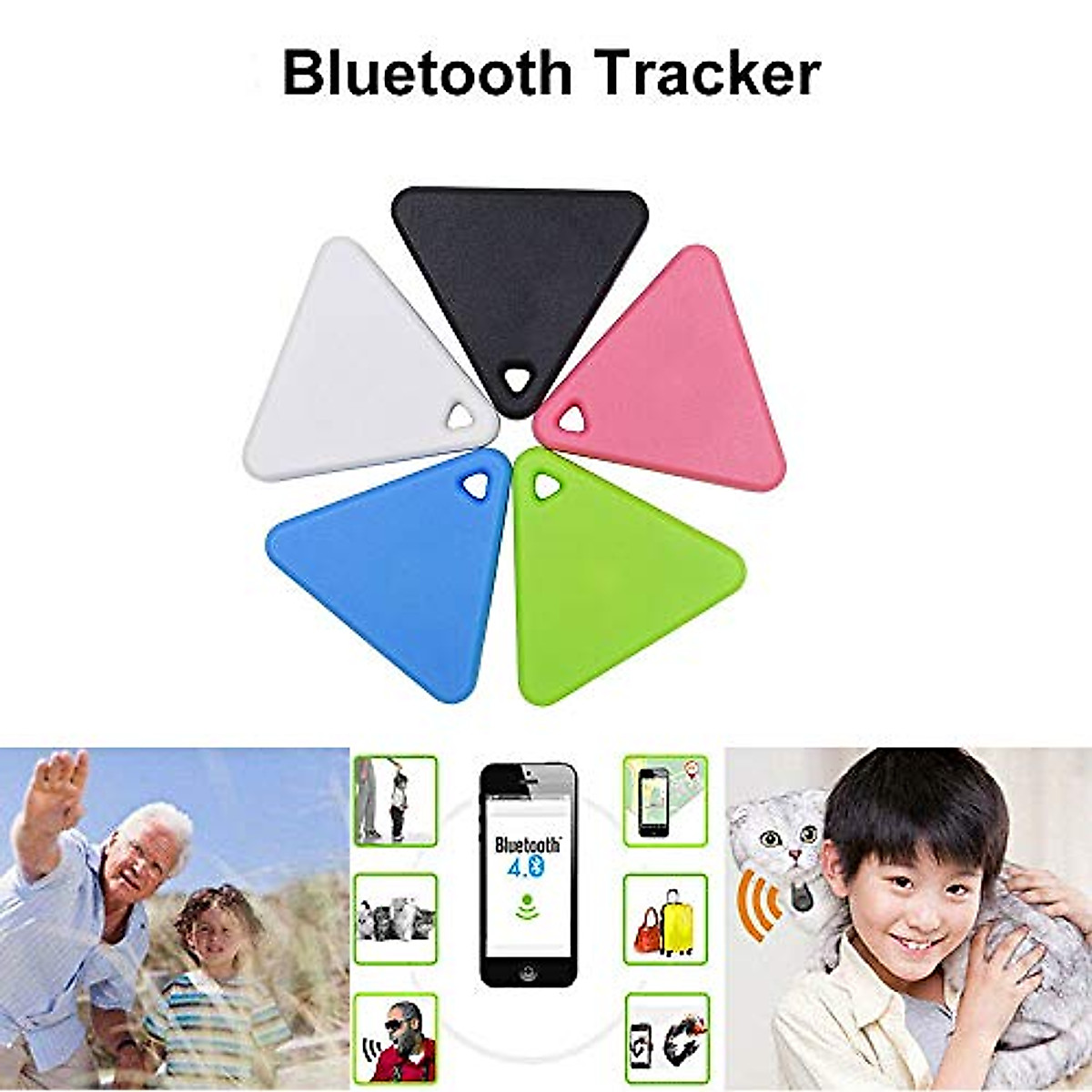 Smart Mini Wireless Bluetooth 4.0 Anti Lost Tracker Alarm Key Finder GPS Locator Triangle Bluetooth Anti-Lost Device for Pet Dog Cat Keys Wallet Bag Kids, 1Pcs Pink