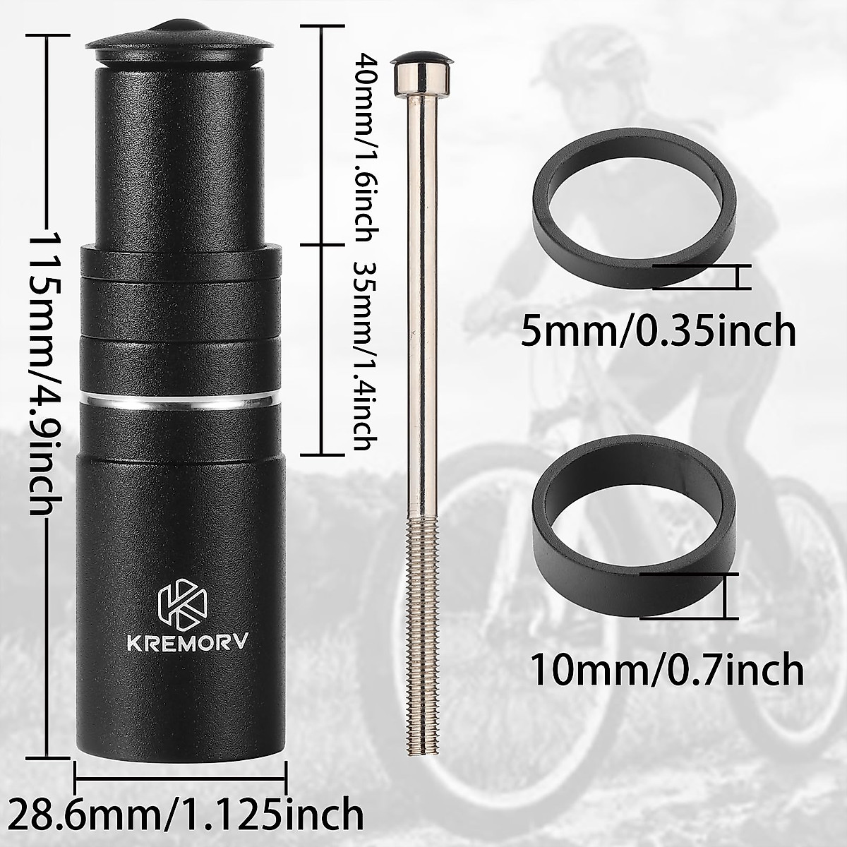 KREMORV Bike Stem Riser Extender Aluminum Alloy Bicycle Fork Stem Adapter for MTB Mountain Road BMX Bike