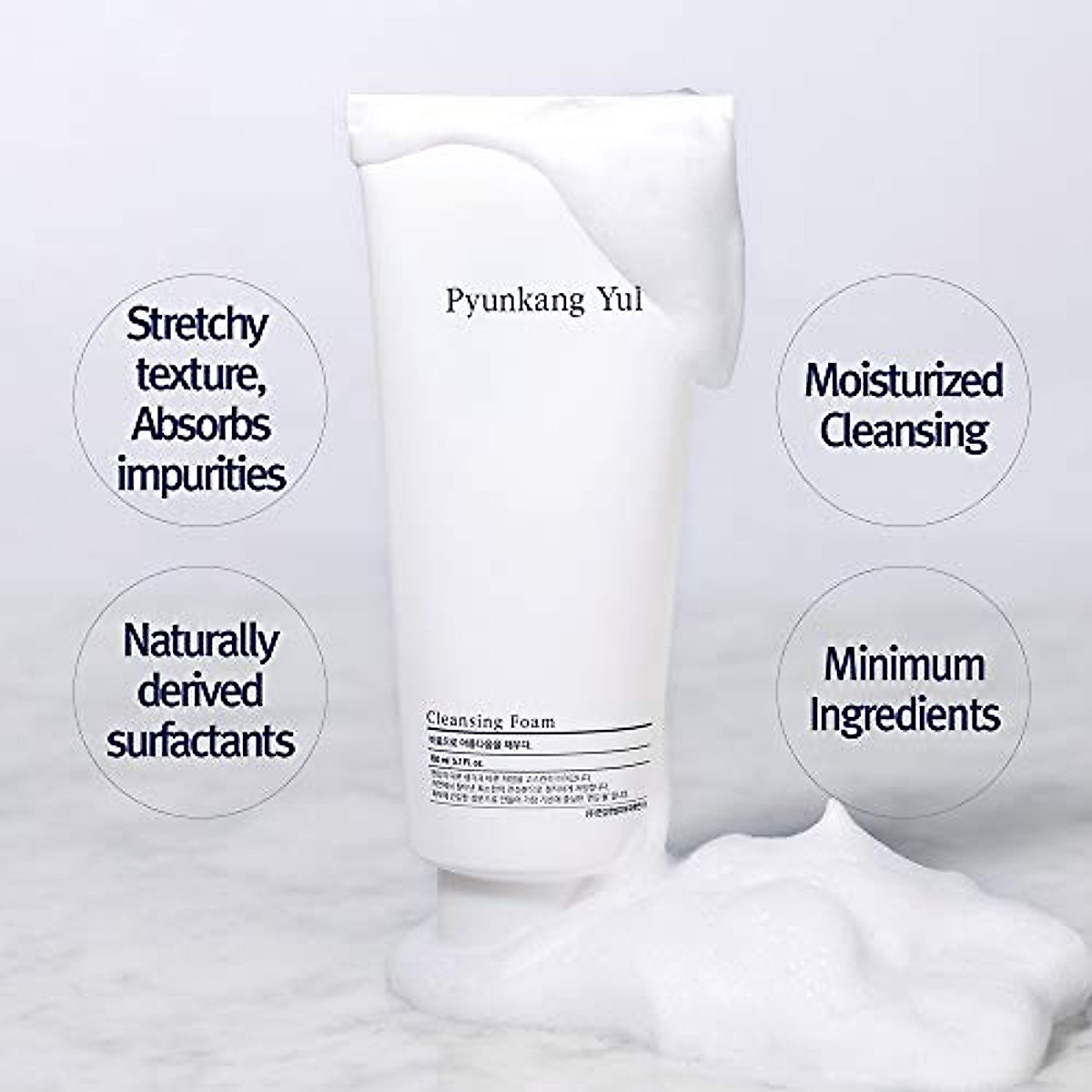 PYUNKANG YUL Cleansing Foam - Korean Facial Wash for All Skin Types - Zero-irritation Face Washer extracted from Coconut - Moisturized Skin & Creating Moisture Barrier after Cleansing - 5.1 Fl. Oz