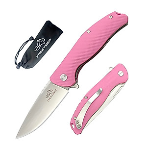 FreeTiger FT801 Folding Pocket Knife Sharp Sanding Stainless Steel Blade with Pocket Clip Camping Survival Tactical Outdoor Cheap Pocket Knife(Pink)