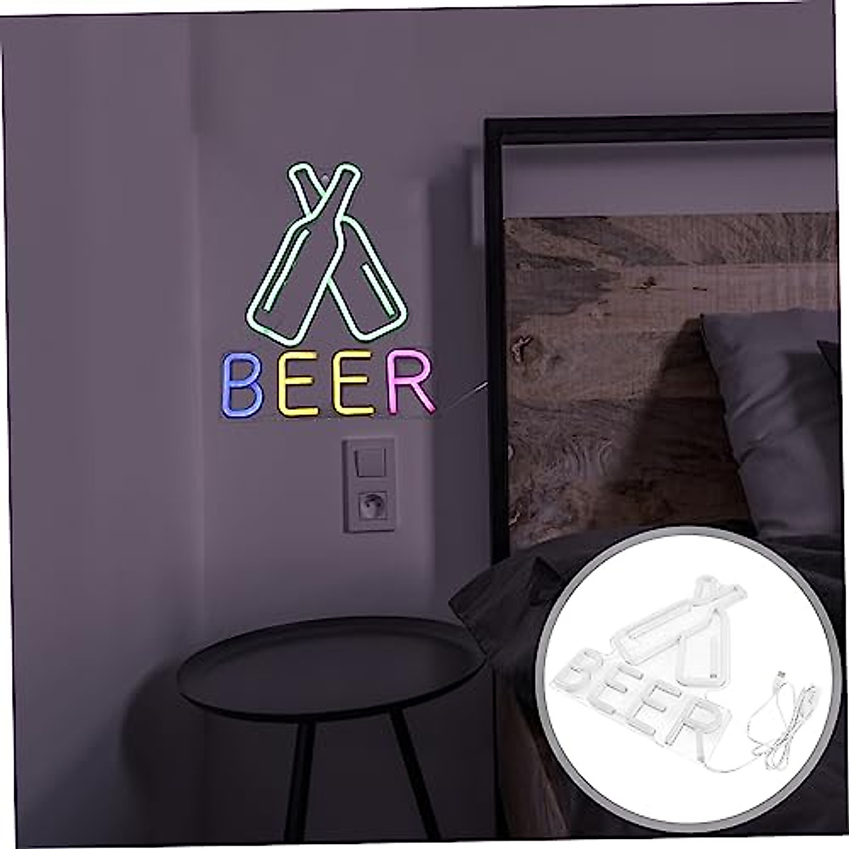 Angoily Neon Lights Bar Night Light Wine Neon Sign Led Neon Sign Led Neon Light Led Decor Beer Neon Light Usb Led Bedroom Decor As Transparent Backplane Decorative Lights White Shine