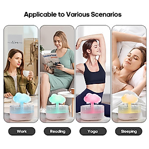 Rain Cloud Humidifier Water Drip, Mushroom Rain Lamp Waterfall, Aromatherapy Essential Oil Rain Diffuser, Raining Cloud Night Light with 7 Changing Colors for sleeping