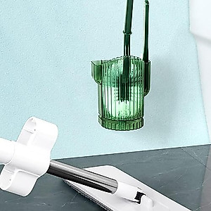 SAAKO 2 in 1 Toilet Bowl Brush Plastic Toilet Brush Creative Clear Holder Toilet Cleaner Brush Bathroom Decor Accessories