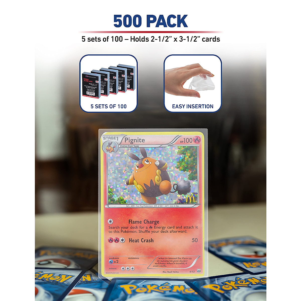 Professional Grade Penny Sleeves, Baseball, Basketball, Football, Pokémon, YUGIOH, MTG Card Holders and Protector Soft Sleeves 500 Count