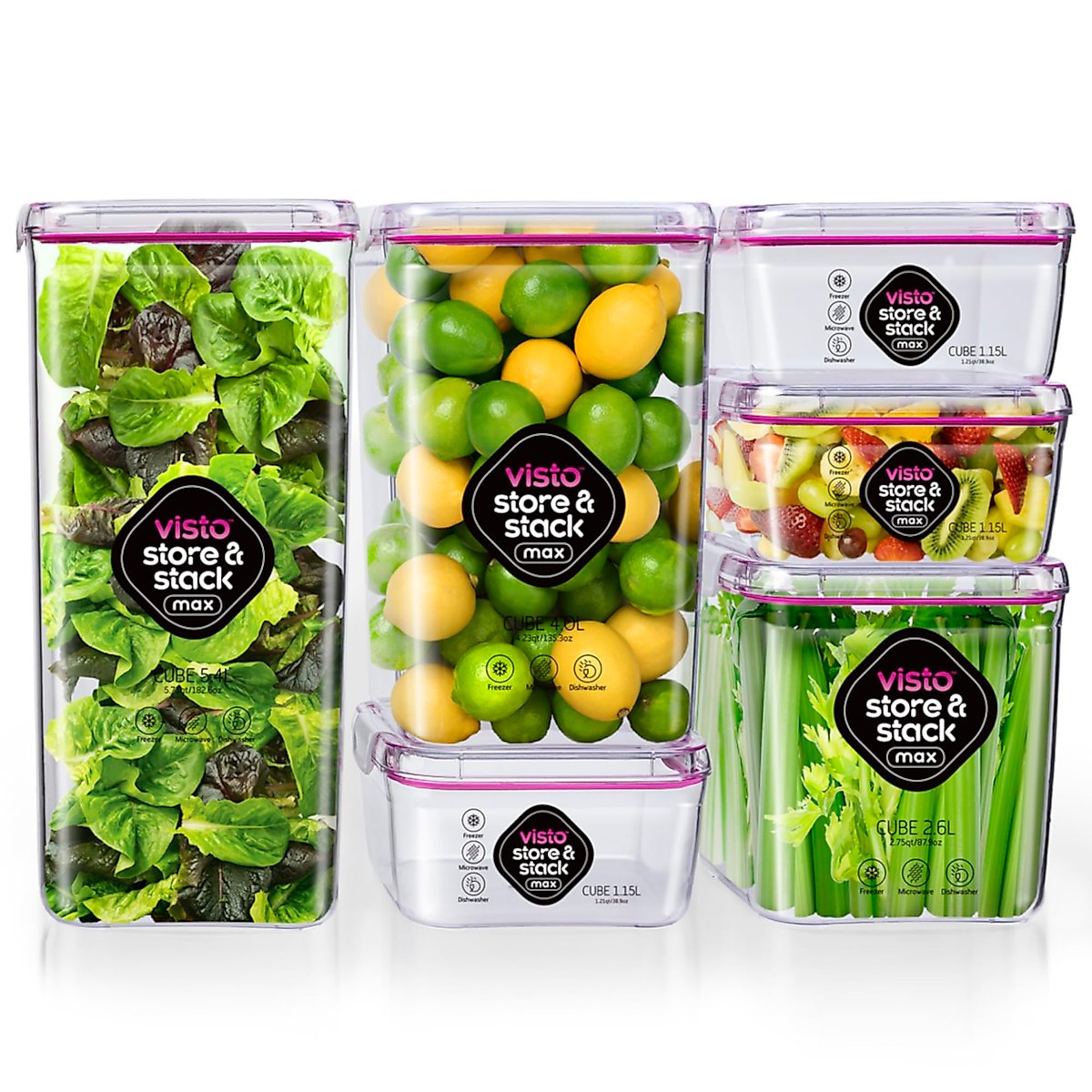 WC Redmon Visto MAX Cube QT Set of 4 Storage Bins, 5.71 Quart, Clear