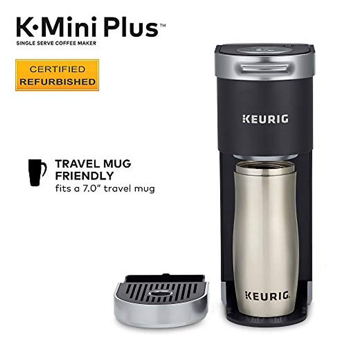 Keurig K-Mini Plus Coffee Maker, Certified Refurbished, Black (Renewed)