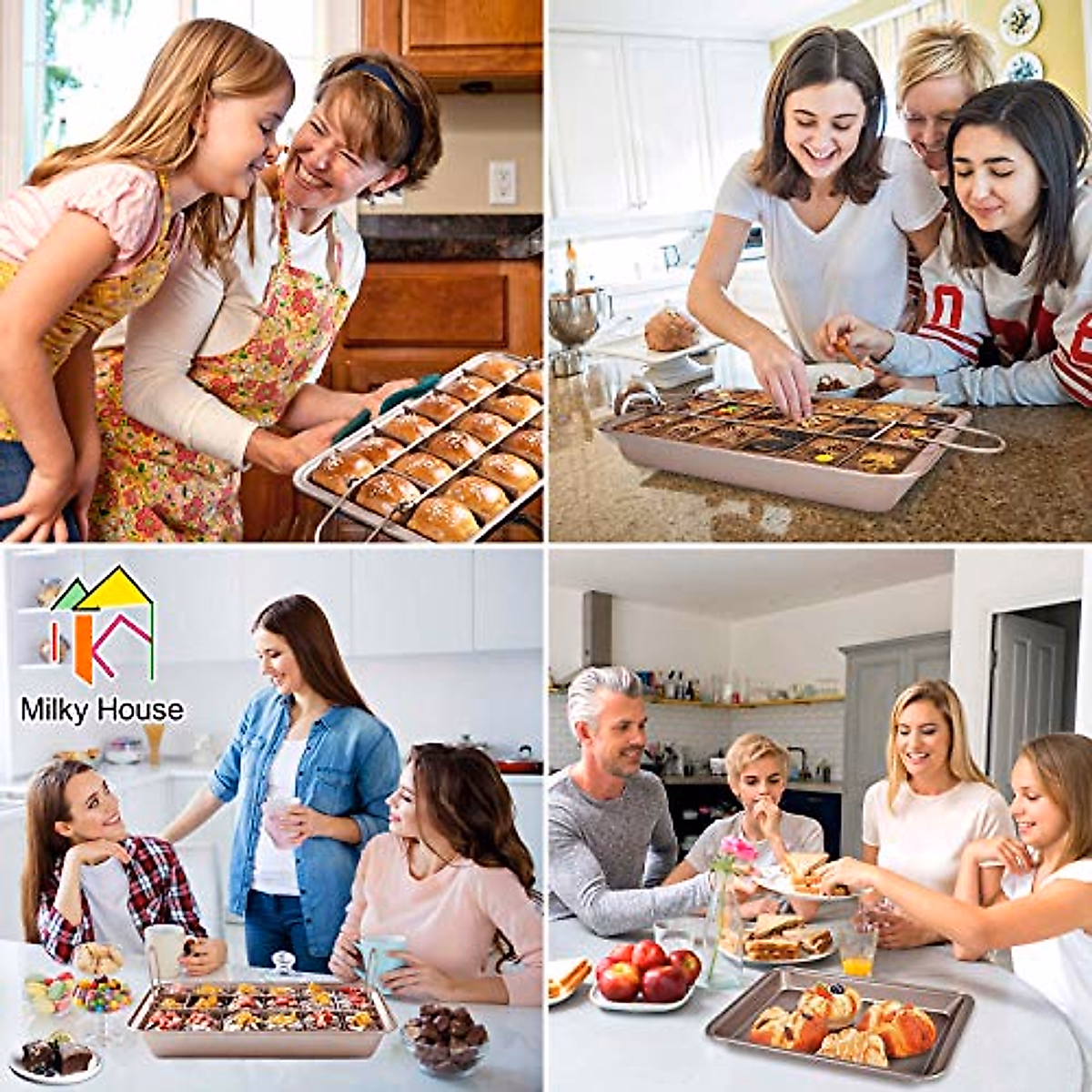 Brownie Pans with Dividers, Non Stick Brownie Baking Pans, Baking Pan with Built-in Slicers Solutions, 18 Pre-Cut Brownie Pans, Rectangular Cake Pans Square Molds for Oven Baking Bread, 12 by 8 inches