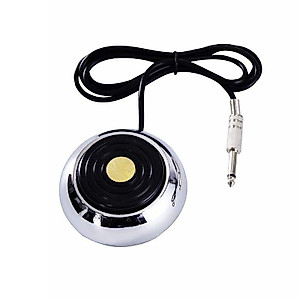 Tattoo Foot Pedal,Round Stainless Steel Tattoo Foot Pedal Gem Style 360 Degree Switch With 5” ft Clip Cord for Tattoo Machine Power Supply Tattoo Kits Tattoo Supplies