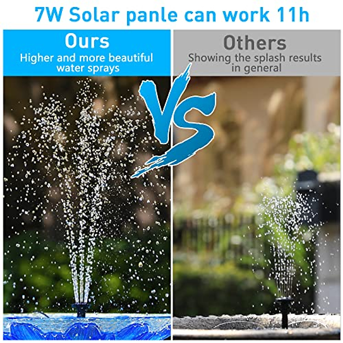 AISITIN 7W Solar Fountain Pump Outdoor,DIY Solar Fountain Water Pump Kit with Multiple Nozzles, Stake and Water Pipe, Solar Powered Fountain Pump for Bird Bath, Garden, Pool and Other Outdoor Places