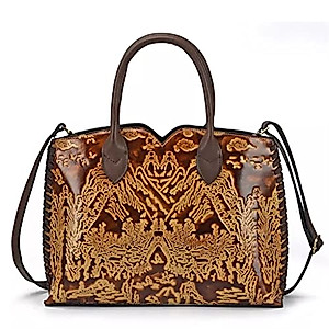 ZLXDP Vintage Handbags Vintage Tote Bags Women's Printed Floral Shoulder Crossbody Bags (Color : Black, Size