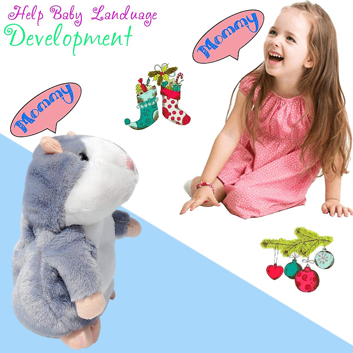 Tockrop 2 Pack Talking Hamster Mouse Plush Interactive Toy Repeat What You Say Mimicry Pet Talking Record for Early Learning