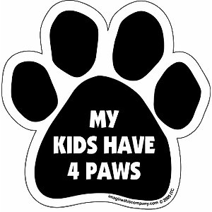 Car Magnet- Paw-My Kids Have 4 Paws- 5.5" x 5.5"