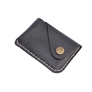 Handmade Minimalist Genuine Leather Card Case Wallet Small Card Holder in Front Pocket