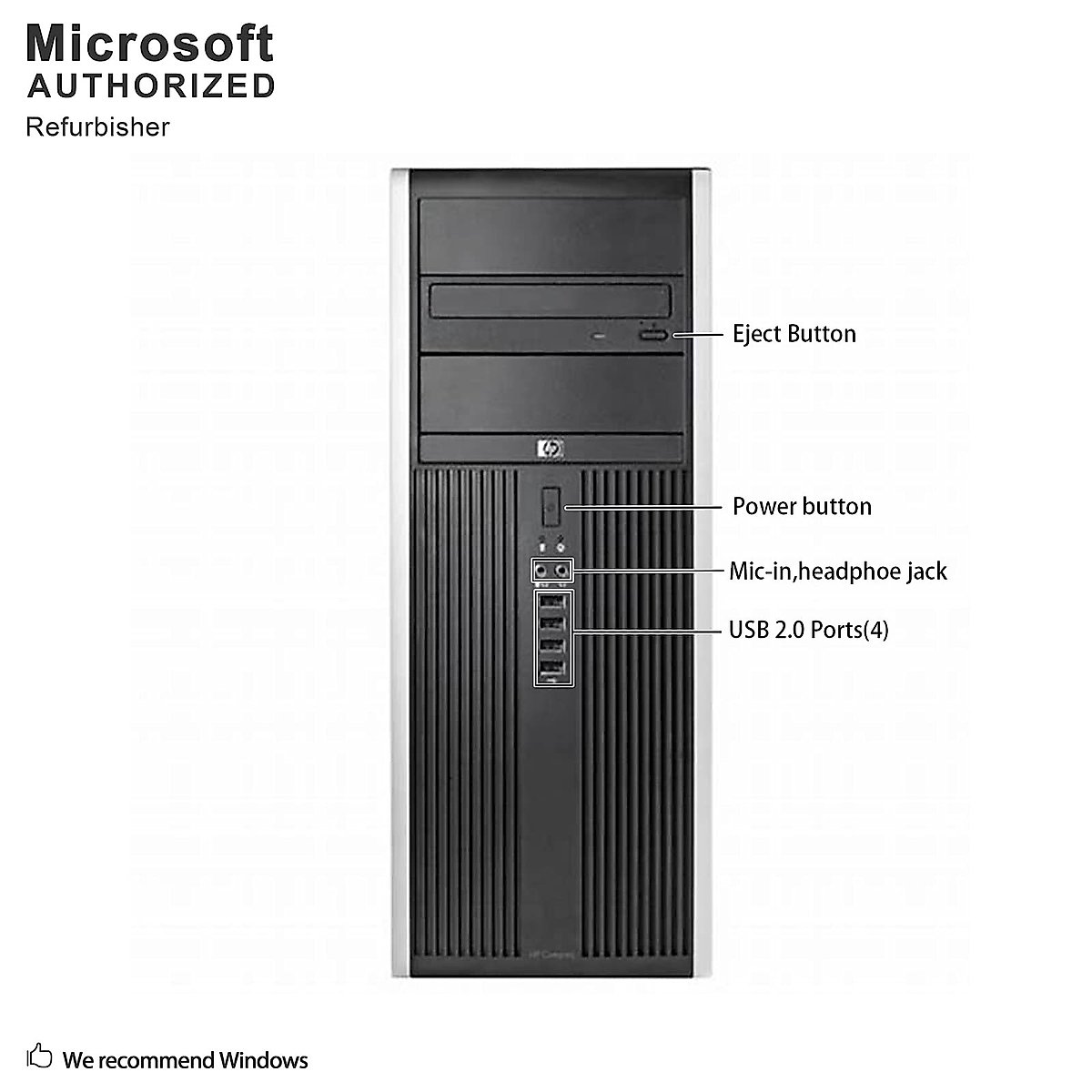 HP Elite 8200 Tower Business Desktop Computer PC, Intel Quad Core i7-2600 up to 3.8GHz, 16G DDR3, 1T, DVDRW, WiFi, BT, DP, VGA, Windows 10 Pro 64 Bit Language Supports English/Spanish/French(Renewed)