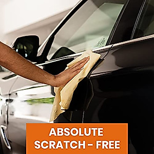 Leather Nomads Car Chamois - 4 Sqft Chamois | Real Chamois Natural Leather | Durable & Multipurpose | Fast Drying Lint Free Cleaning Chamois Leather Cloth