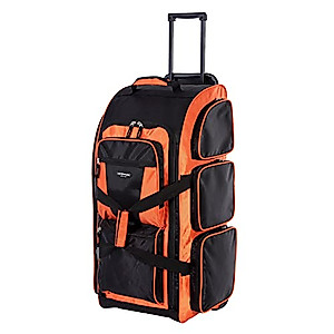 Travelers Club Xpedition 30 Inch Multi-Pocket Upright Rolling Duffel Bag, Bright Orange, 30" Suitcase