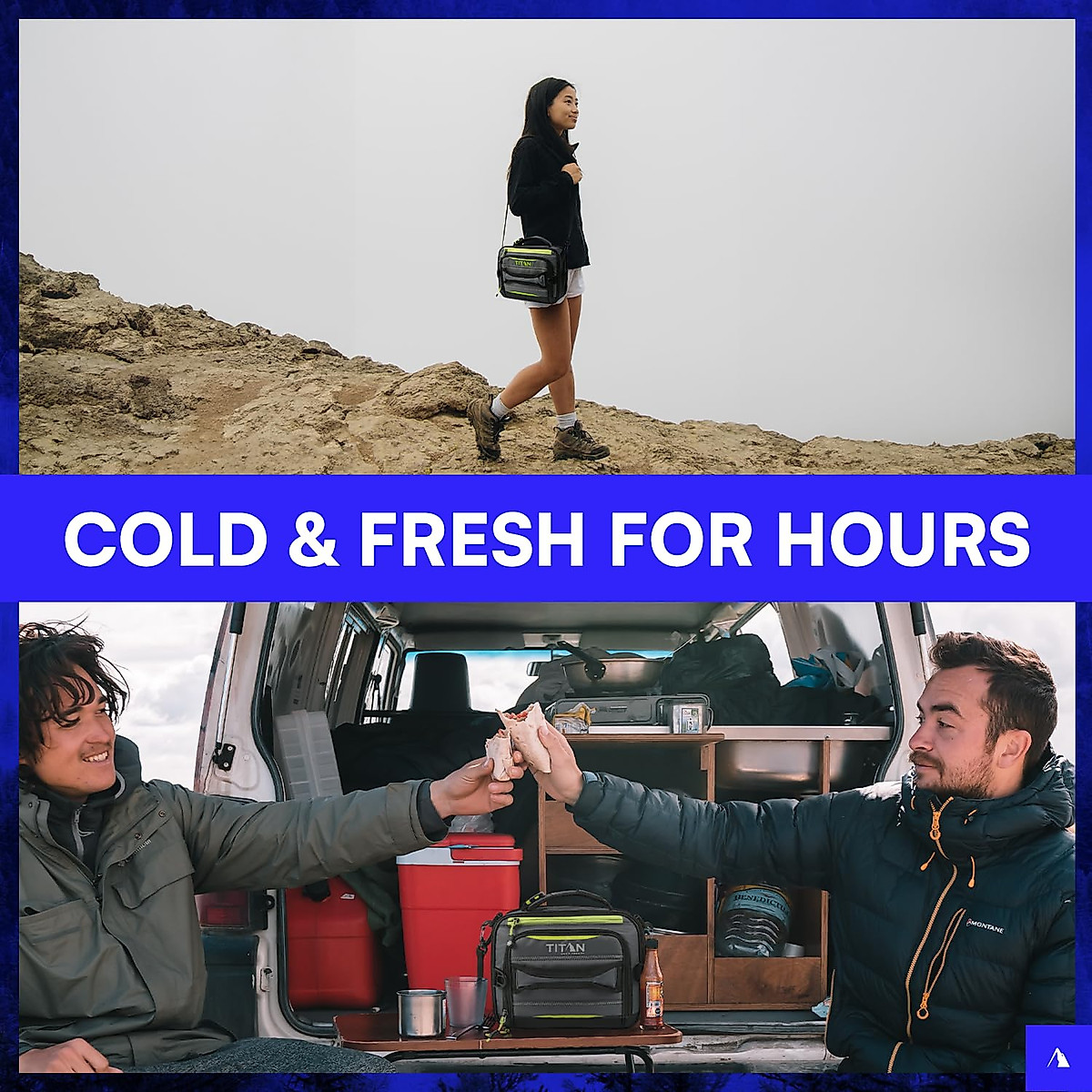 Arctic Zone Titan Deep Freeze Fridge Cold Expandable Insulated Horizontal Lunch Pack with 2X 250g High Performance Ice Walls, Grey