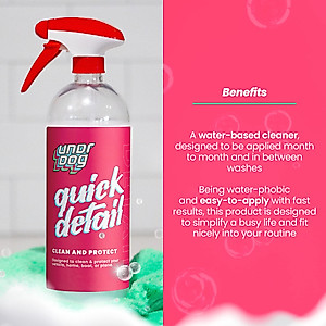 Undrdog Quick Detail, Hydrophobic, Water-Based Cleaner, Spray Wax, Quick Shine, Detail Spray For Vehicles, Motorcycles, Homes or Boats, Available in 16oz, 32oz (32oz)