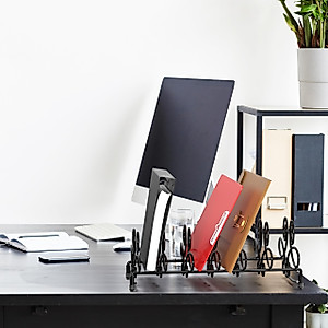 Simple Houseware Vertical Plate Stand Holder Dish Rack Dinnerware Organizer with Elegant Wire Design, 6-Compartment, Black