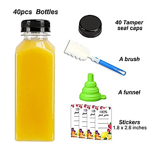 Moretoes 40pcs 12oz Empty Plastic Juice Bottles with Caps, Bulk Clear Beverage Containers for Juicing Drinking Milkshake Tea and Other Beverages