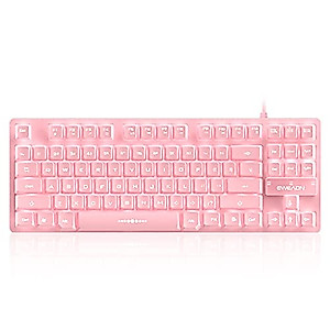 unband 87Key USB Wired Gaming Mechanical Keyboard with White Backlit Pretty Girl Pink Quiet for Desktop Laptop (Mouse Optional) Mechanical Gaming Keyboard RGB led Rainbow Backlit (Color : B)